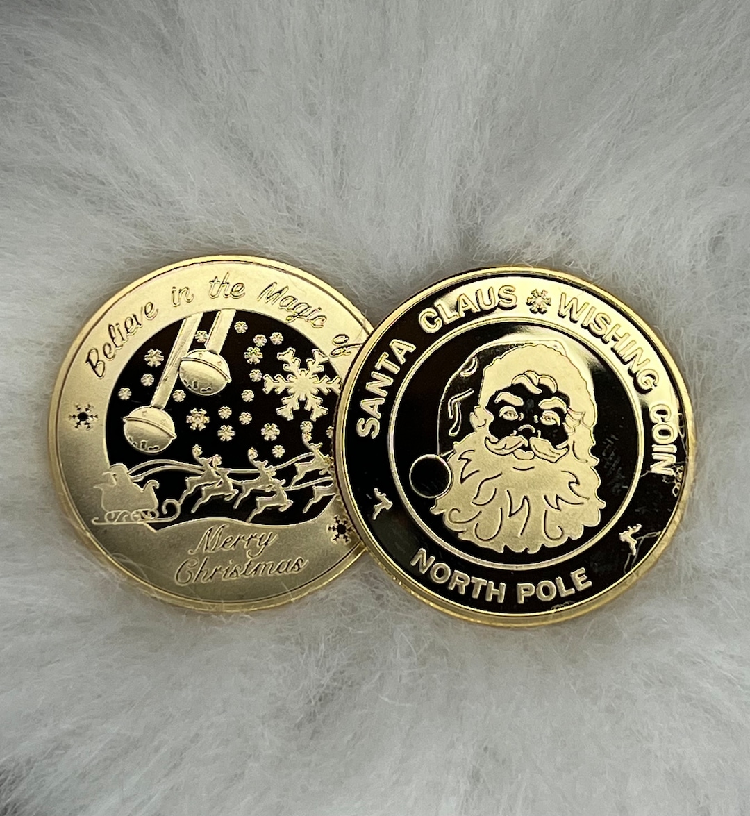 Santa Wishing Coin, Christmas Coin, Golden Decorative Coin - Etsy
