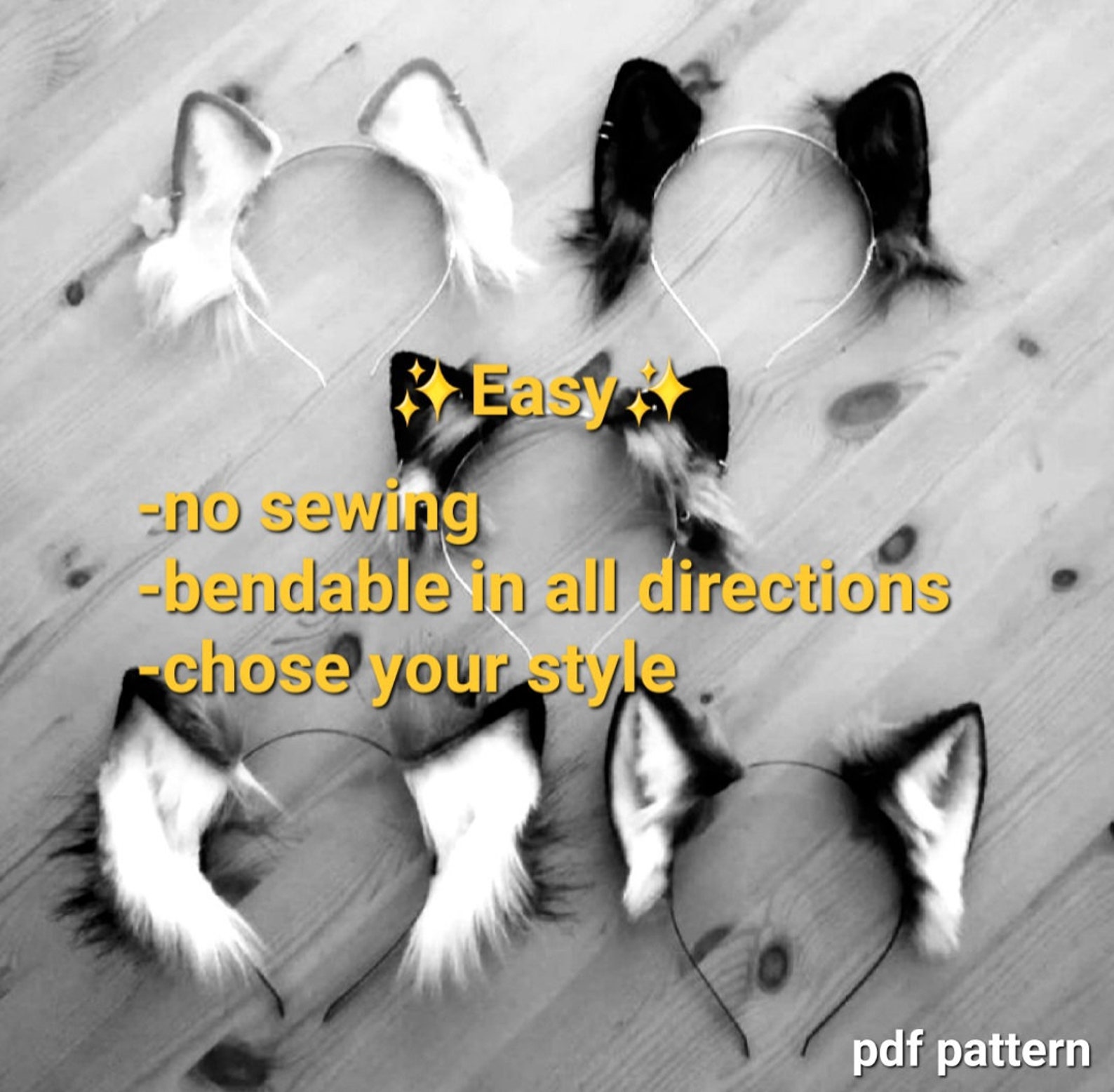 Cat Ears Headband Template - Animal Ears - Headband - Digital TEMPLATE ...