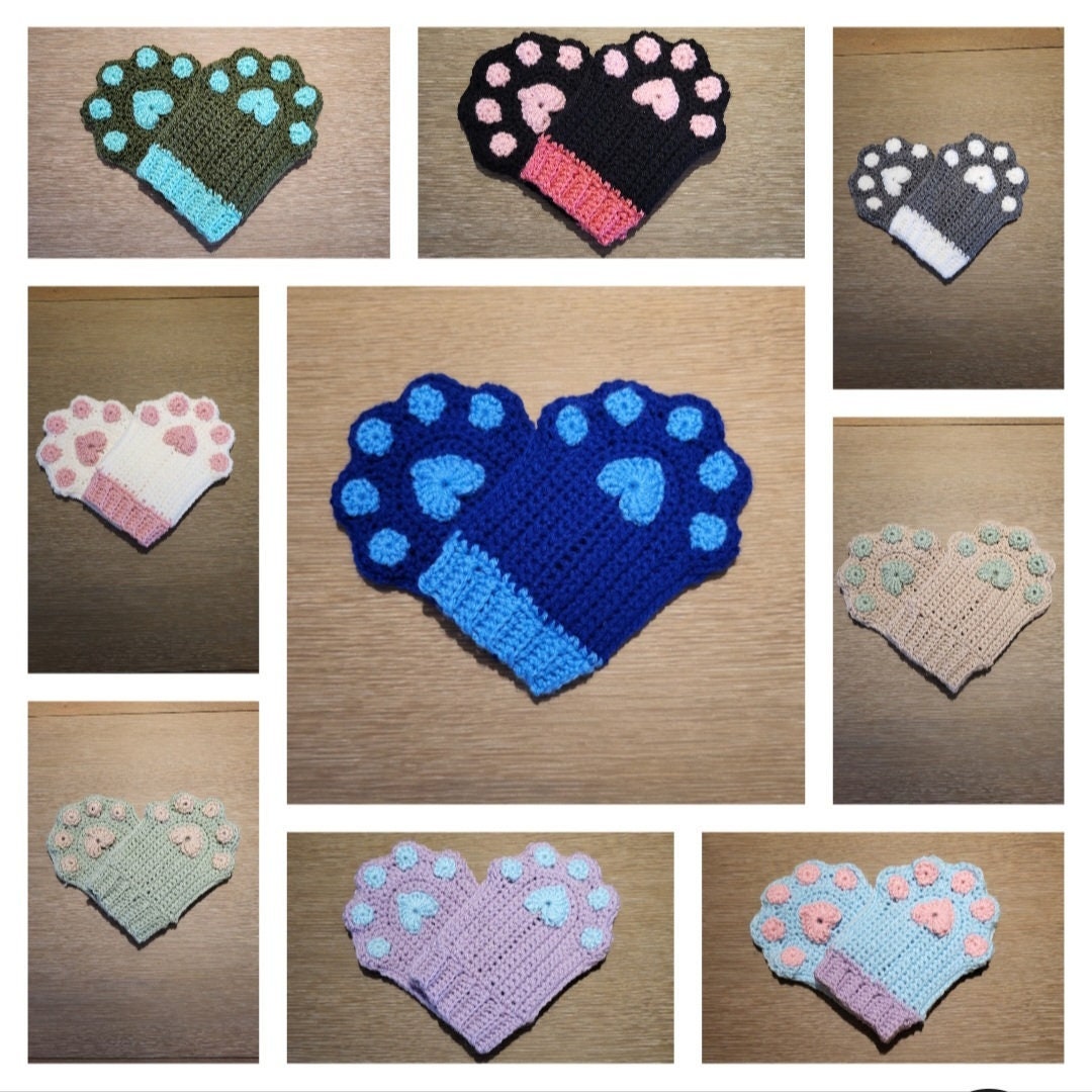 Crochet Paw Gloves: Downloadable Pattern - PDF DOWNLOAD - Etsy