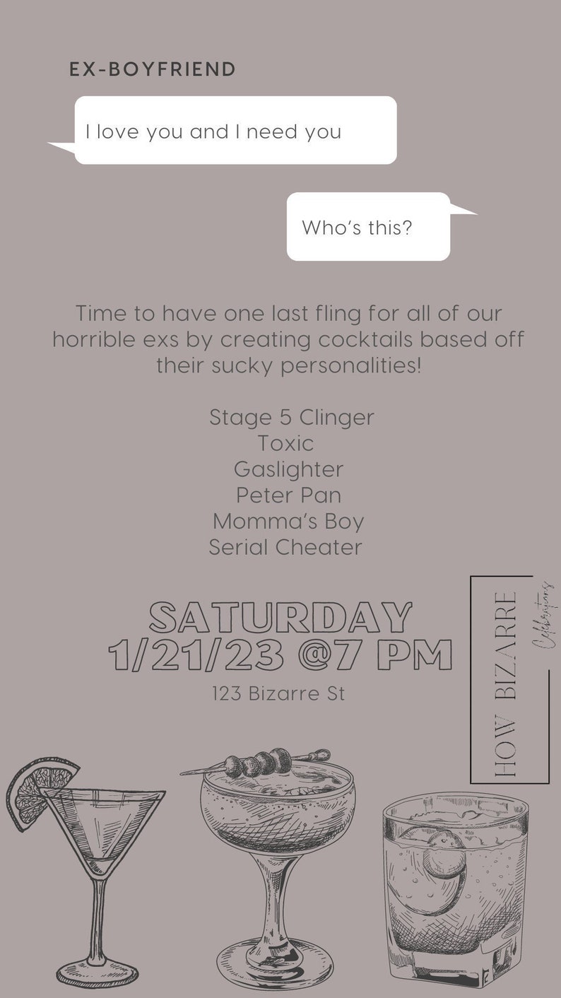 Ex Boyfriend Cocktail Party Digital Invite - Etsy