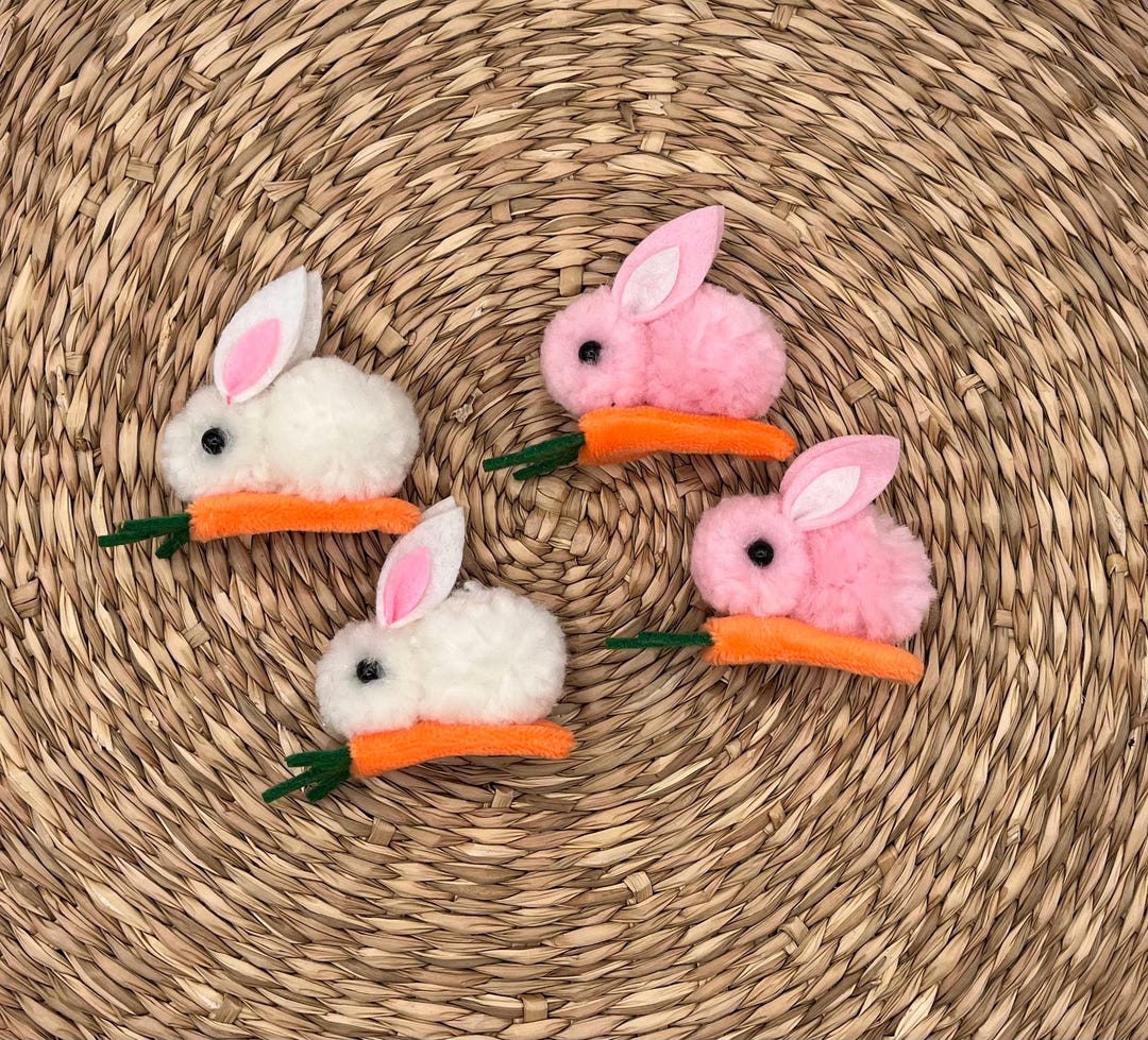 Adorable Easter Bunny Hair Clips – 2-piece Fluffy Bunny Hair ...