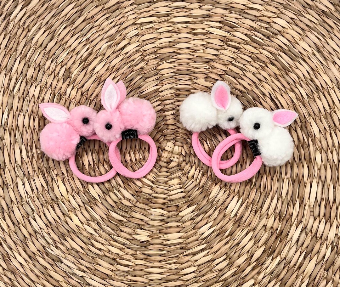 Adorable Easter Bunny Hair Ties – 2-piece Fluffy Bunny Hair Accessories ...