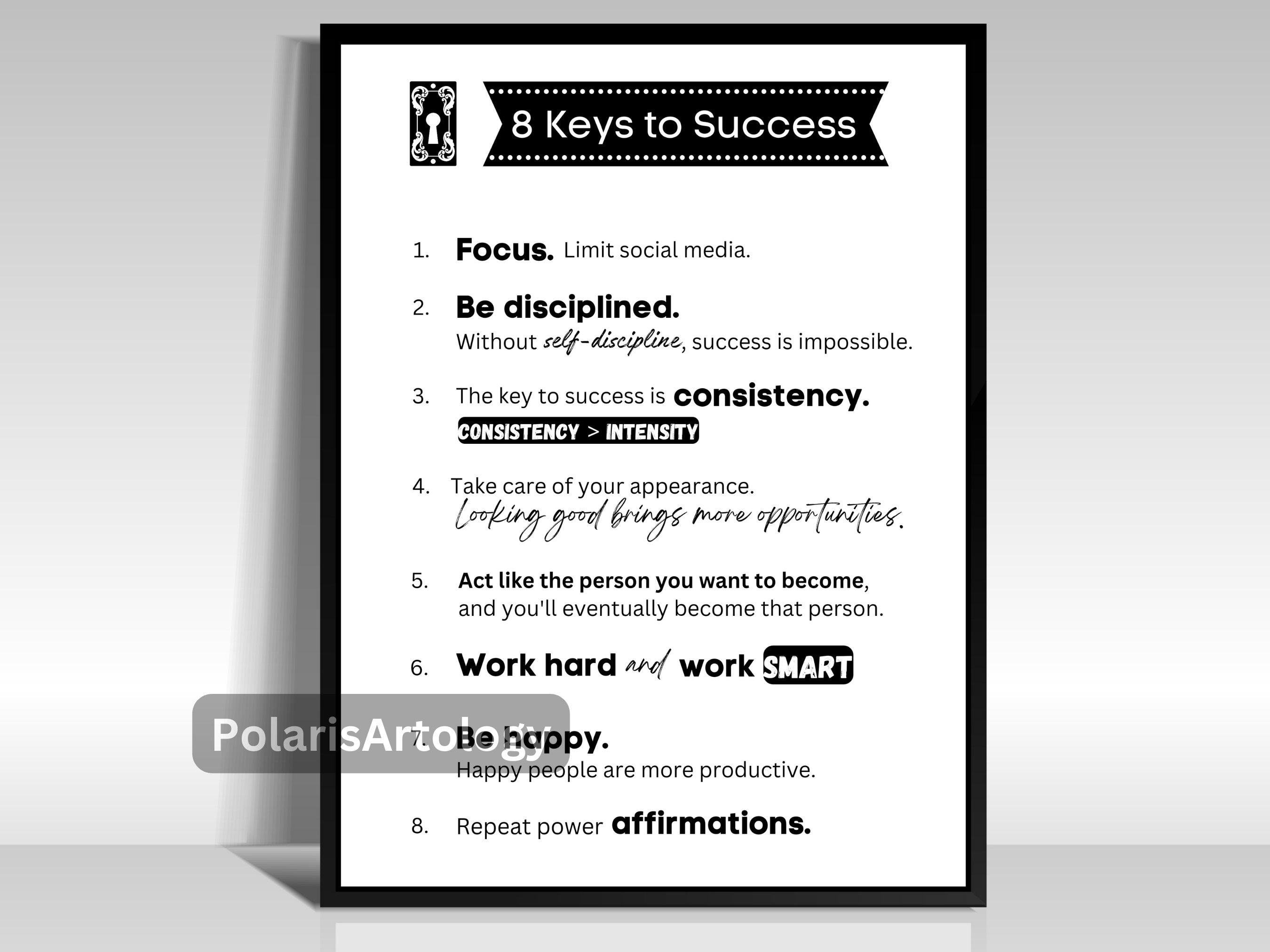 8 Keys to Success Printable Wall Art, Office/living Room Wall Art ...
