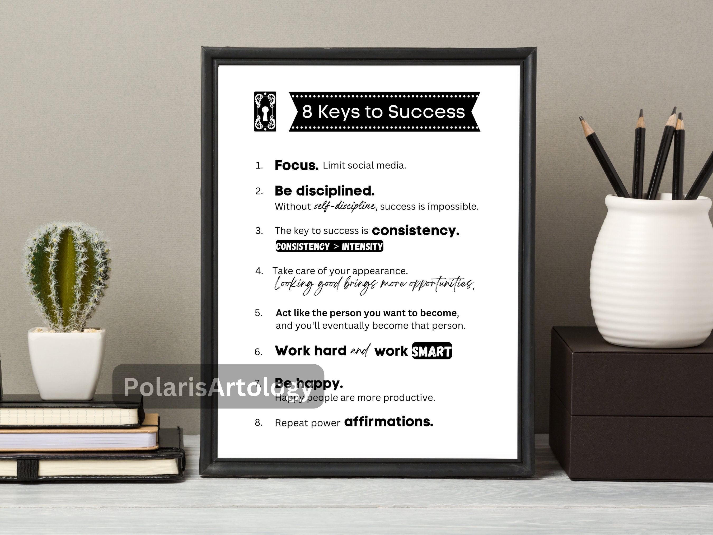 8 Keys to Success Printable Wall Art, Office/living Room Wall Art ...