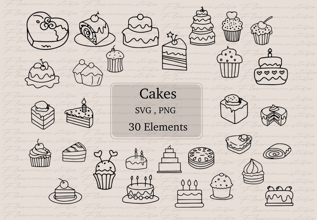 Cake SVG , Cupcake Svg, Bakery Svg, Cake PNG Bundle, Cake Clipart, Cake ...