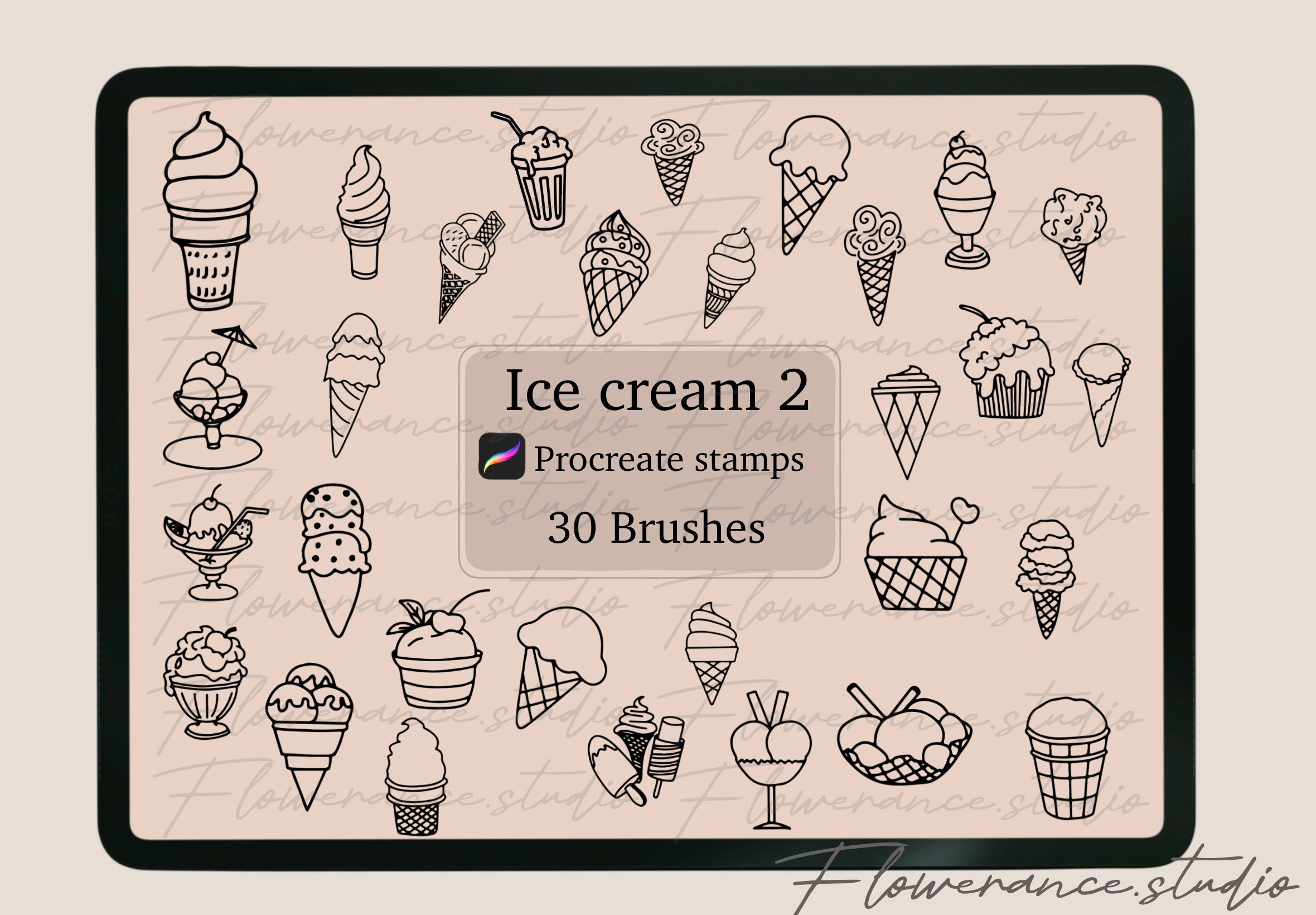 Ice Cream Stamp Part 2, Sweet Stamp, Ice Cream Brush, Ice Cream ...