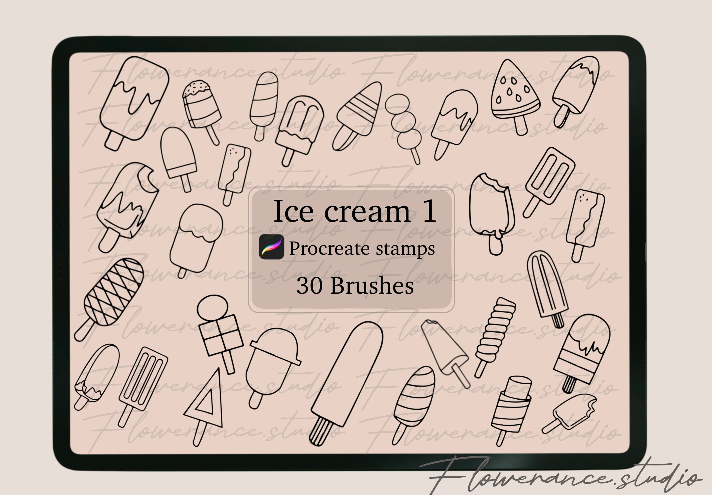 Ice Cream Stamp, Sweet Stamp, Ice Cream Brush, Ice Cream Procreate, Ice ...