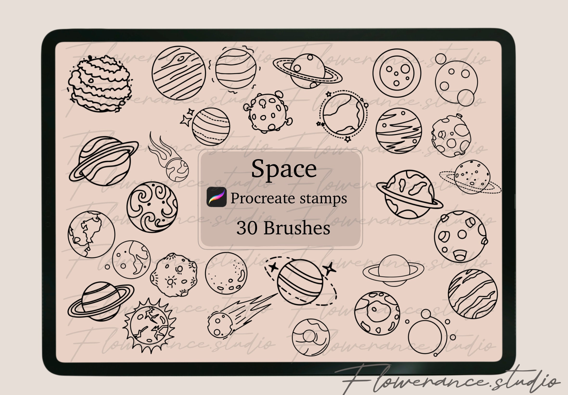 Space Stamp, Solar System Stamp, Space Brush, Space Procreate, Space Procreate Stamp, Procreate ...