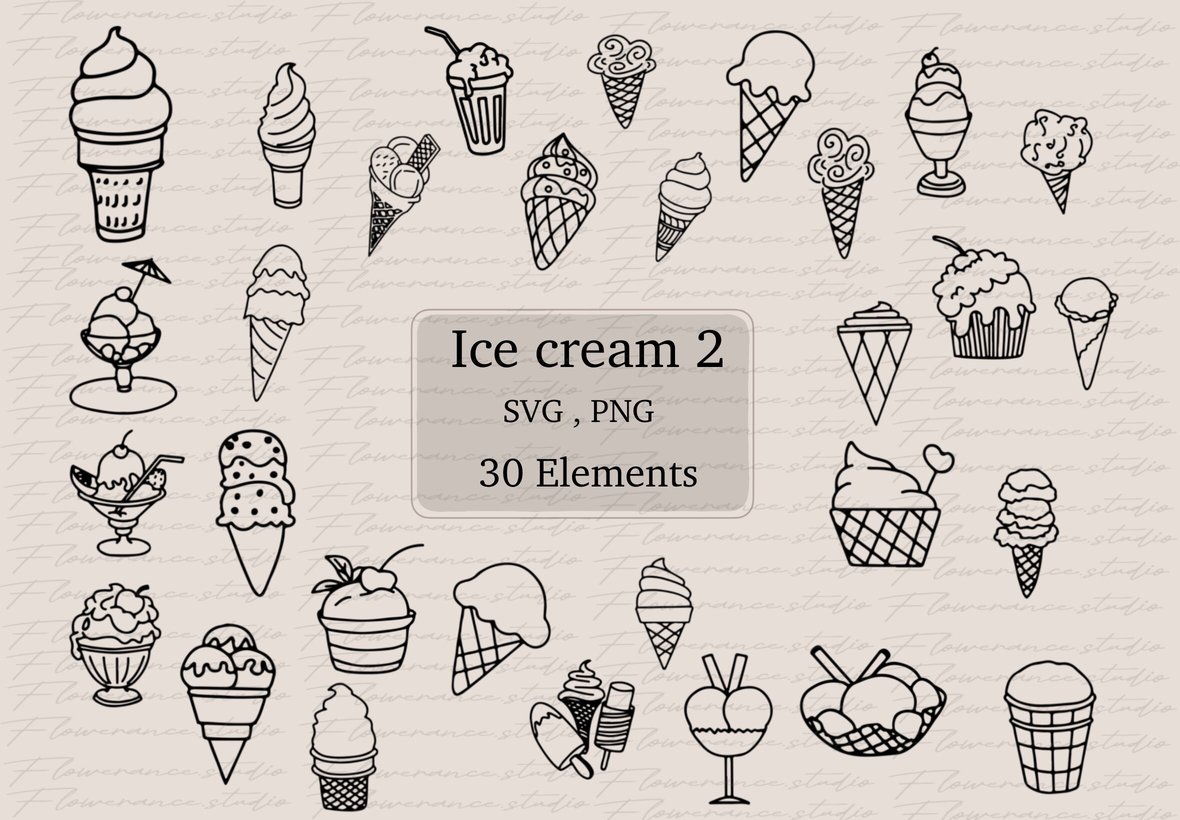 Ice Cream Svg Part 2, Ice Cream Cone Svg, Ice Cream Cut File, Ice Cream ...