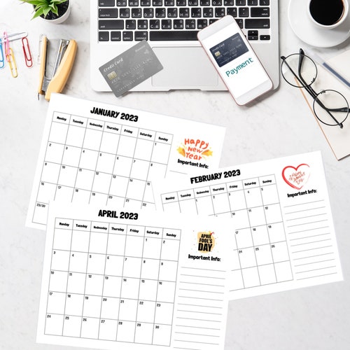 Boho Flowers Editable Monthly Calendar 2023 Printable Floral - Etsy