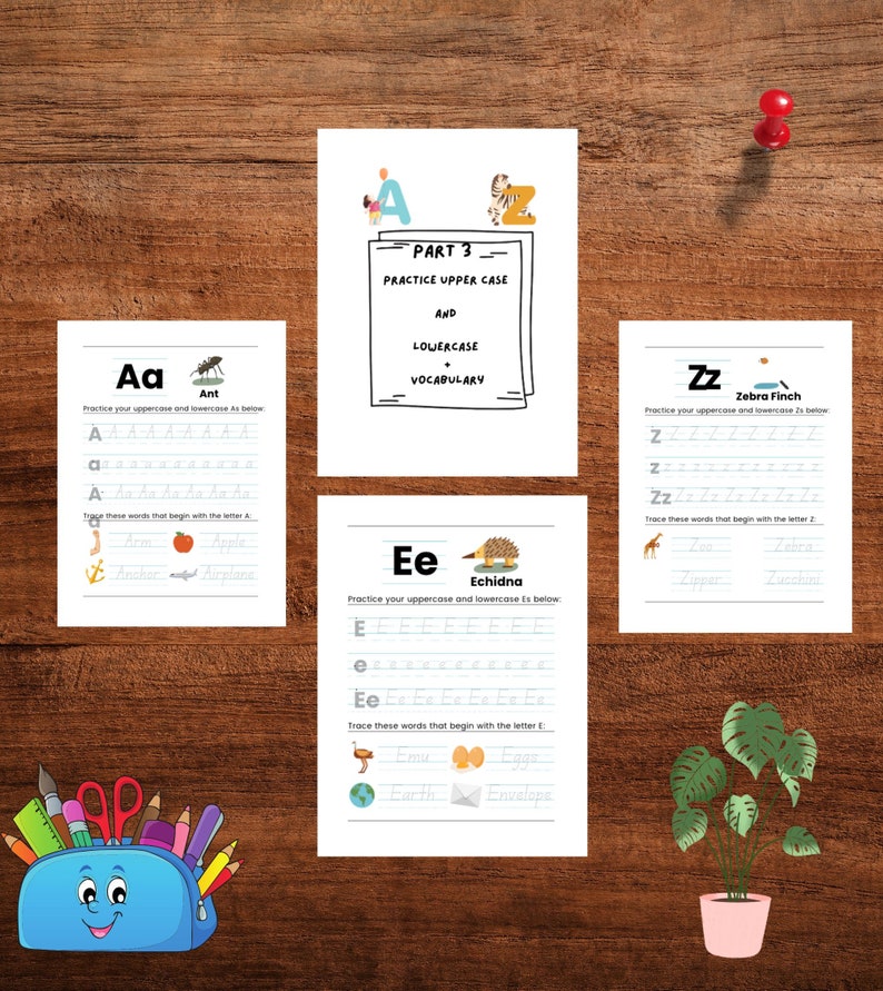 Tracing Letters A-Z Handwriting Practice Worksheet - Etsy