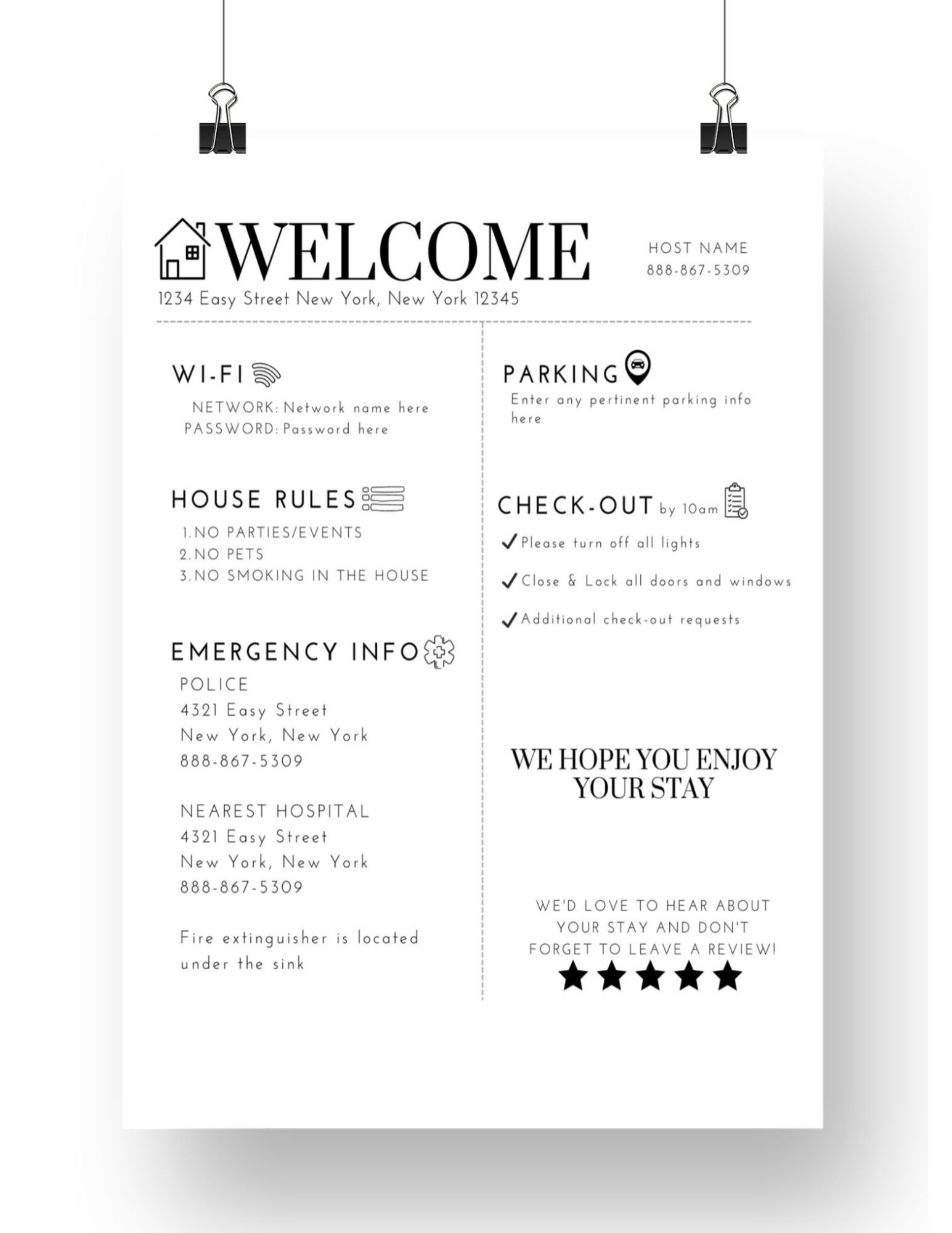 Vacation Rental Welcome Sheet Template | Easily Customize | Airbnb ...