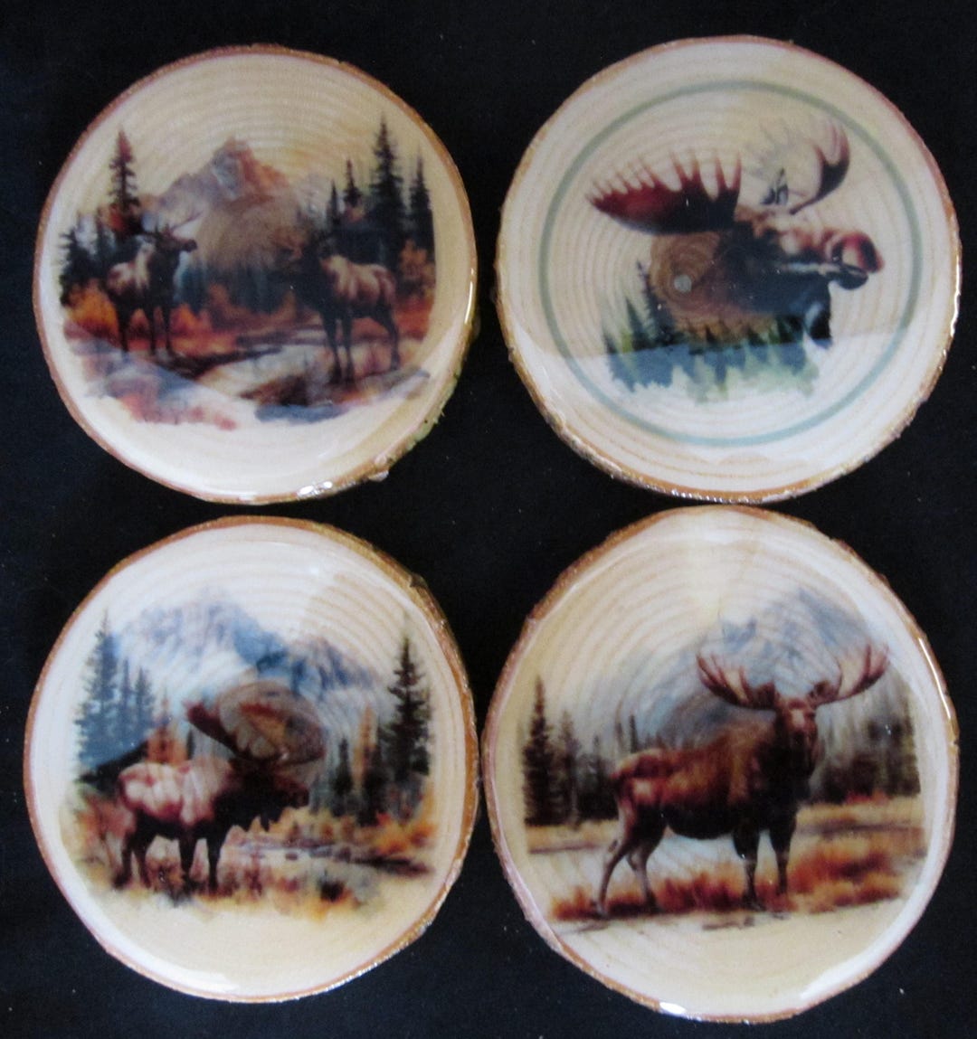 Maine Made Craft Wooden Moose Coaster Set - Etsy