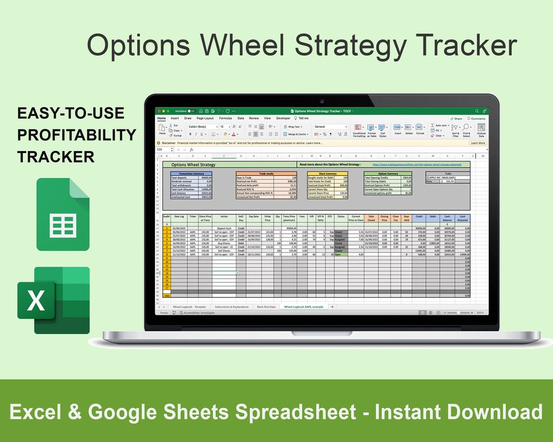 Trading Options Wheel Strategy Spreadsheet Excel and Google - Etsy