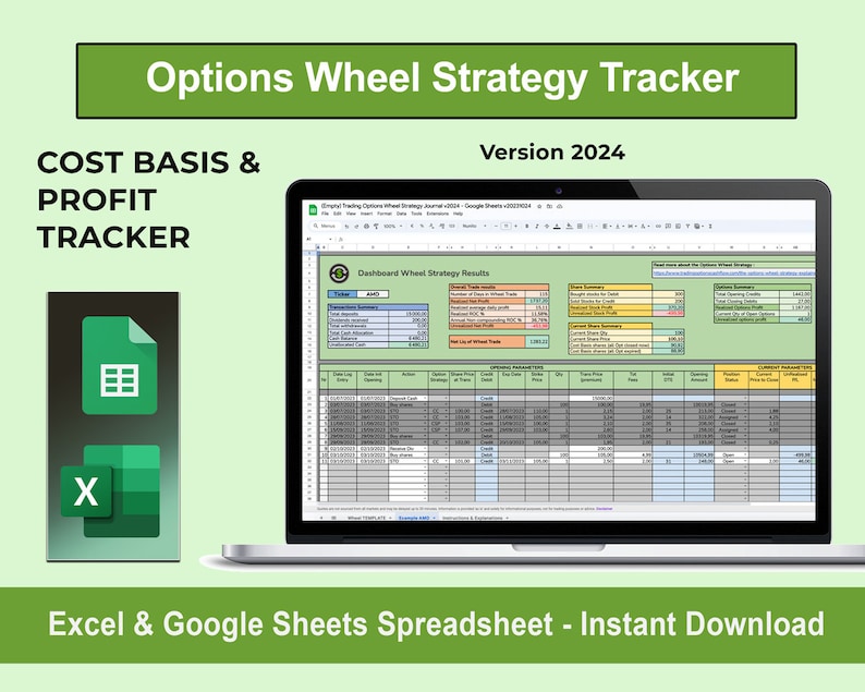 Trading Options Wheel Strategy Spreadsheet - Excel and Google Sheets ...