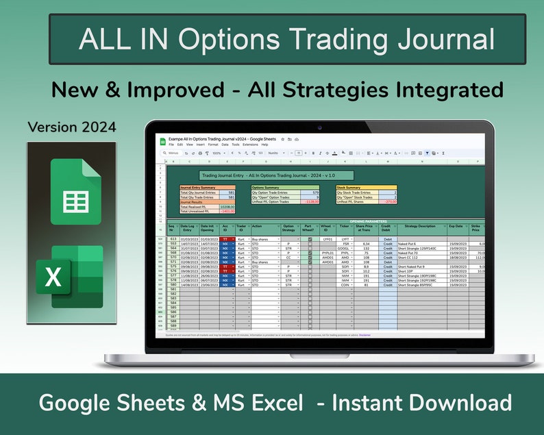 Trading Options Stocks Journal Investment Tracker Spreadsheet Google ...