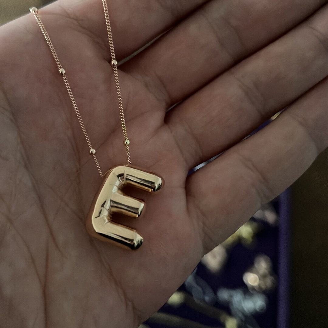 Bubble Initial Pendant Necklace, Balloon Initial Necklace, Bubble ...