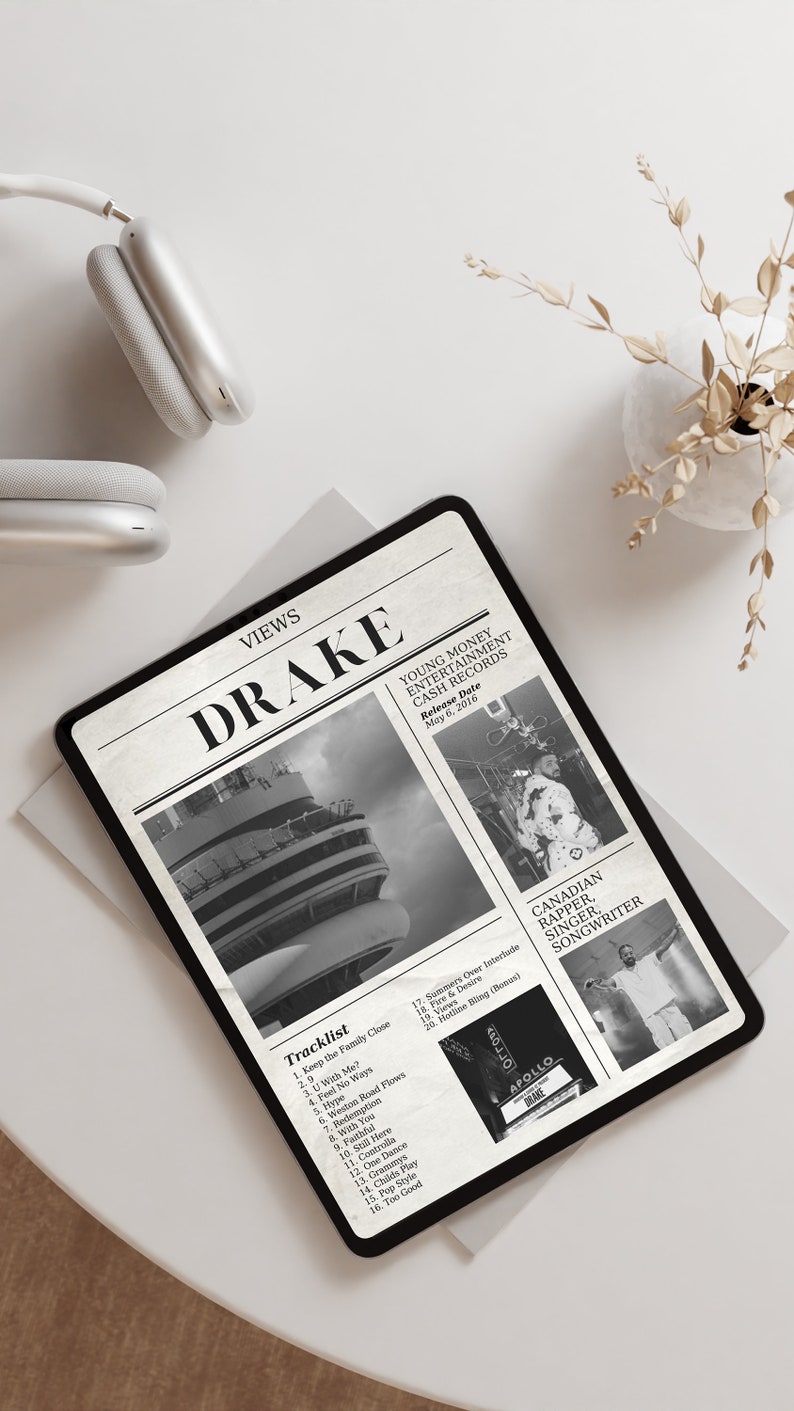 Drake Views Album Digital Print, Digital Downloadable Wall Art, Instant ...