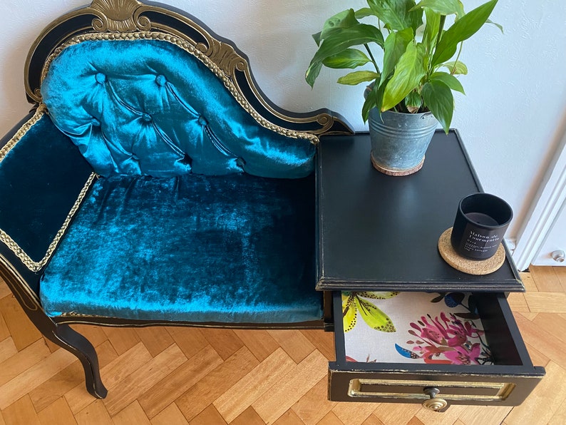 Availablevintage French Table With Storage Drawer and Seat in Crushed ...