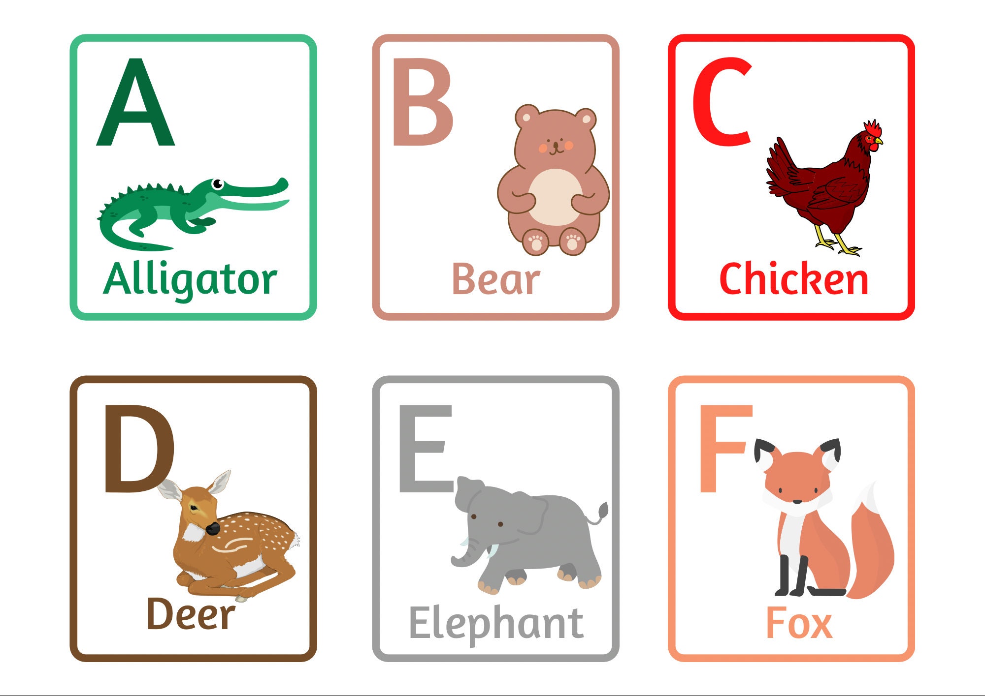 Animal Alphabet Flash Cards - Etsy