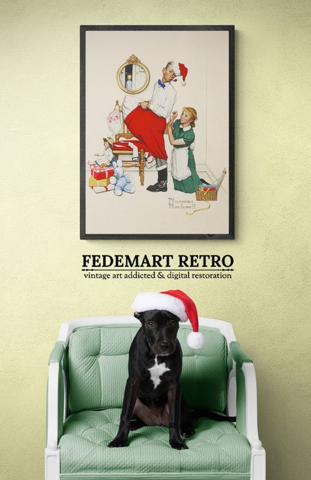 Funny Vintage Christmas Poster Digital Download | Santa's Surprise ...