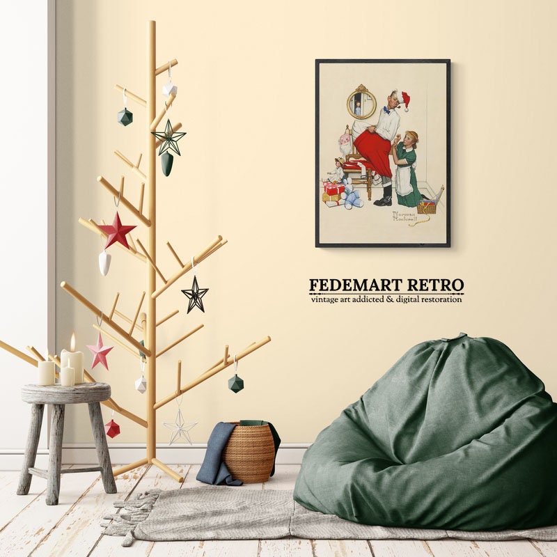 Funny Vintage Christmas Poster Digital Download Santa's Surprise Wall ...