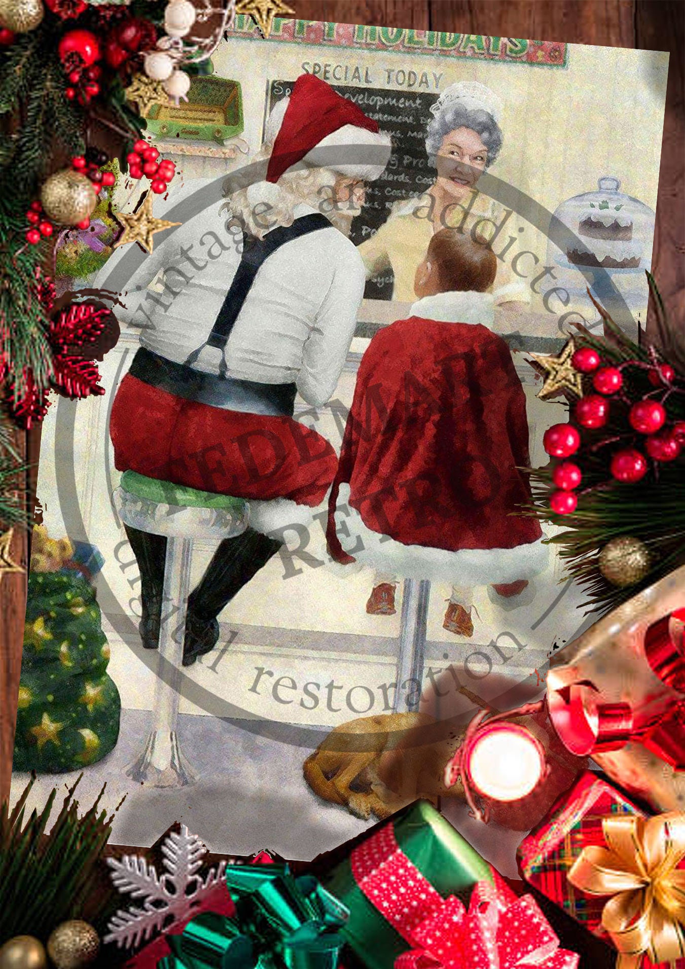 Funny Vintage Santa Claus Poster Digital Download Christmas Printable ...