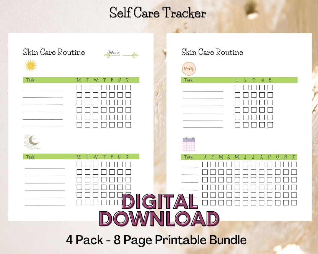 Self-care Planner Checklist, Skin Care, Wellness, Daily Well-being ...