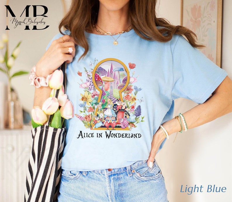Alice in Wonderland Floral Shirt, Alice in Wonderland Watercolor Shirt ...