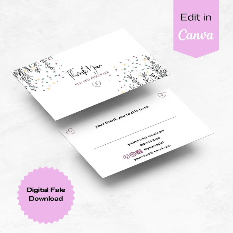 Printable Thank You Card Editable Canva Template Printable - Etsy