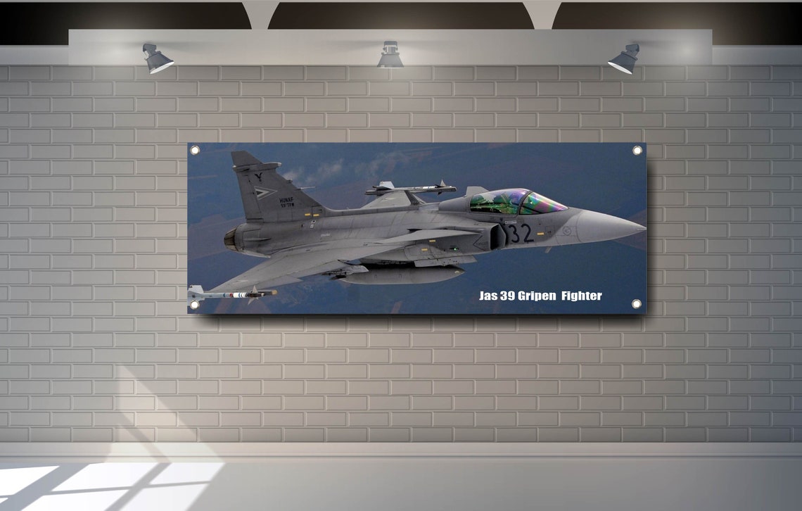 Fighter Aircraft Saab JAS 39 Gripen Jets PVC Vinyl Banner Garage ...