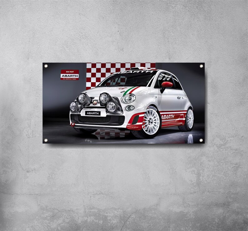Fiat Abarth 500 Cars PVC Vinyl Banner Garage Showroom Sign Decoration ...