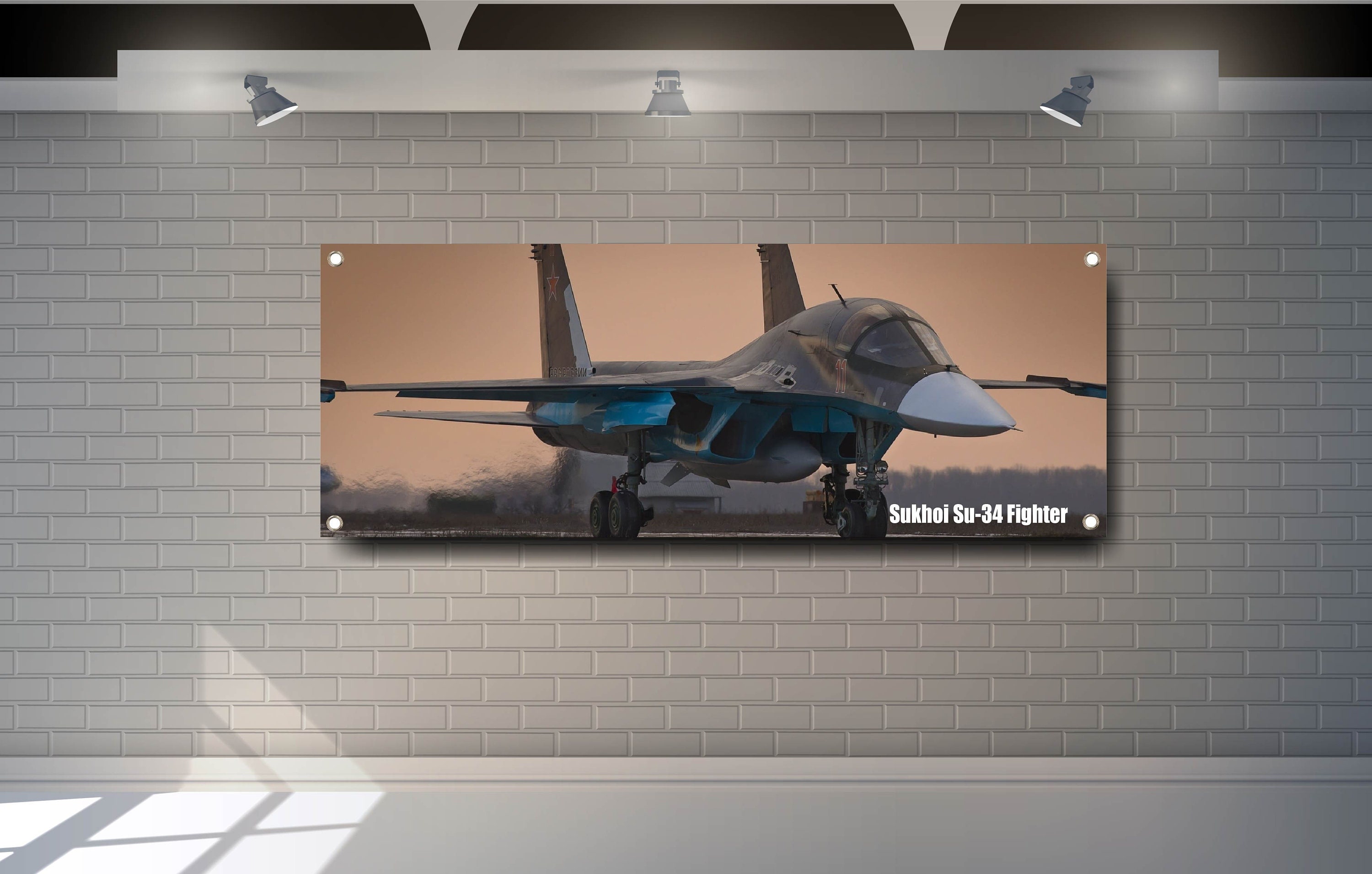 Fighter Aircraft Sukhoi Su-34 Fullback Jets PVC Vinyl Banner Garage ...