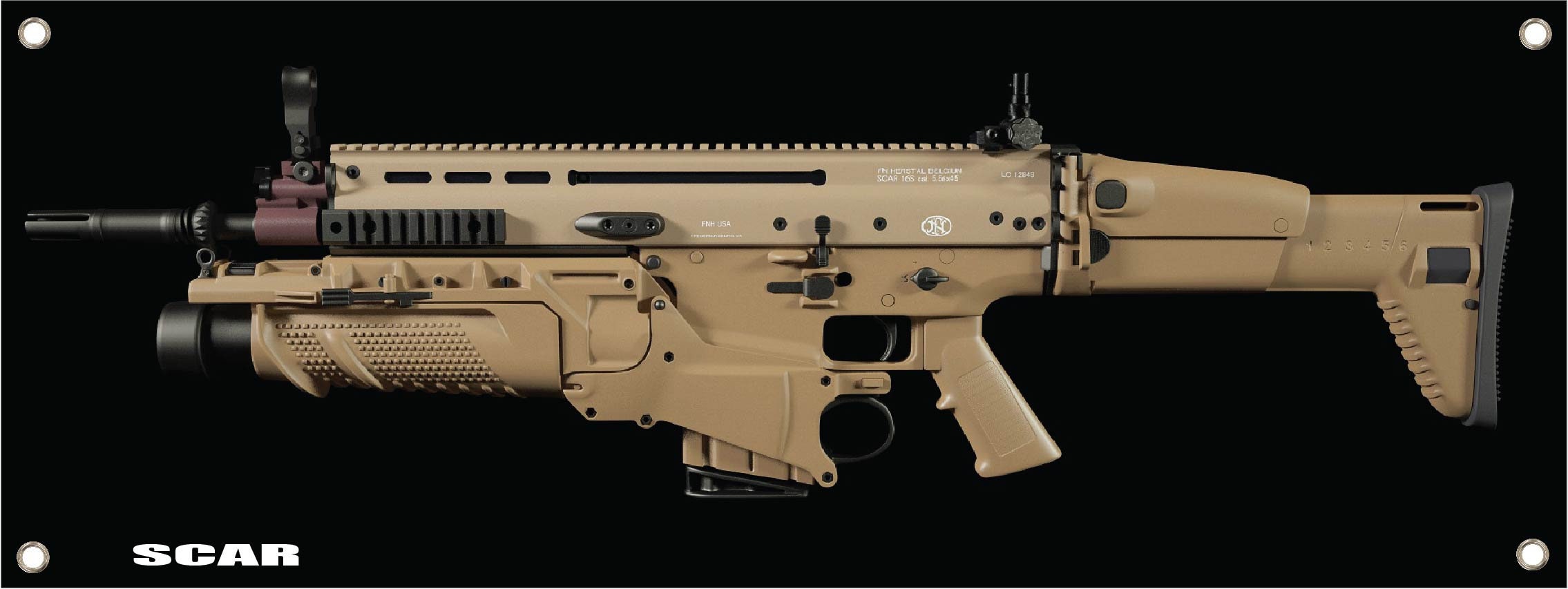 FN Scar Battle Rifle Combat PVC Vinyl Banner Garage Showroom Sign ...