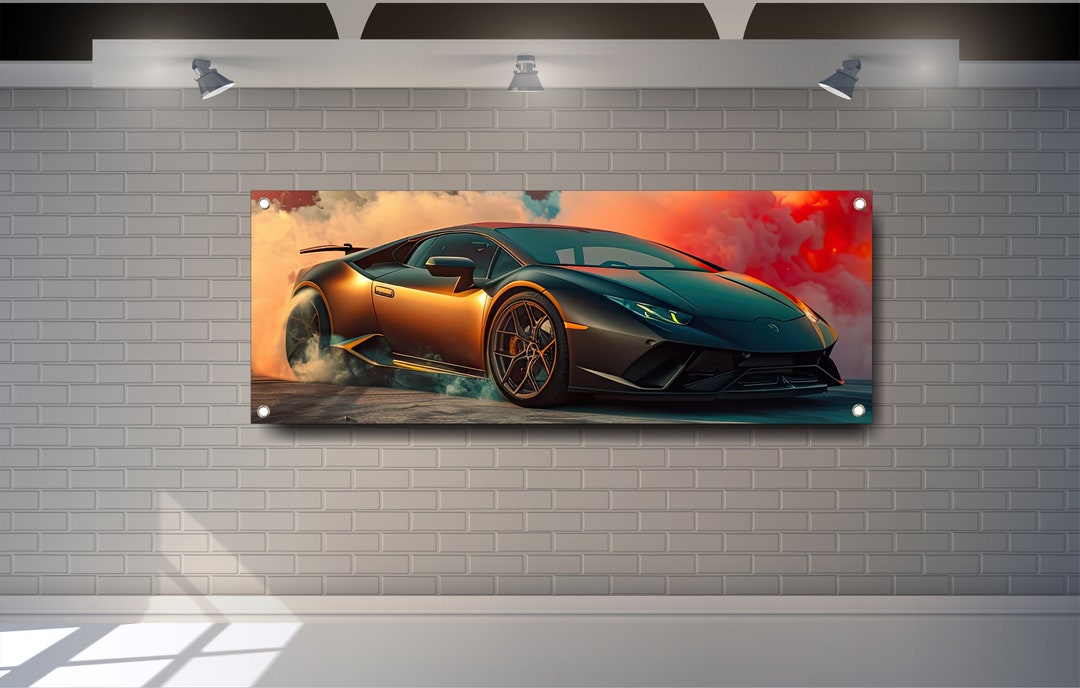 Wall Art Lamborghini Cars PVC Vinyl Banner Garage Showroom Sign ...