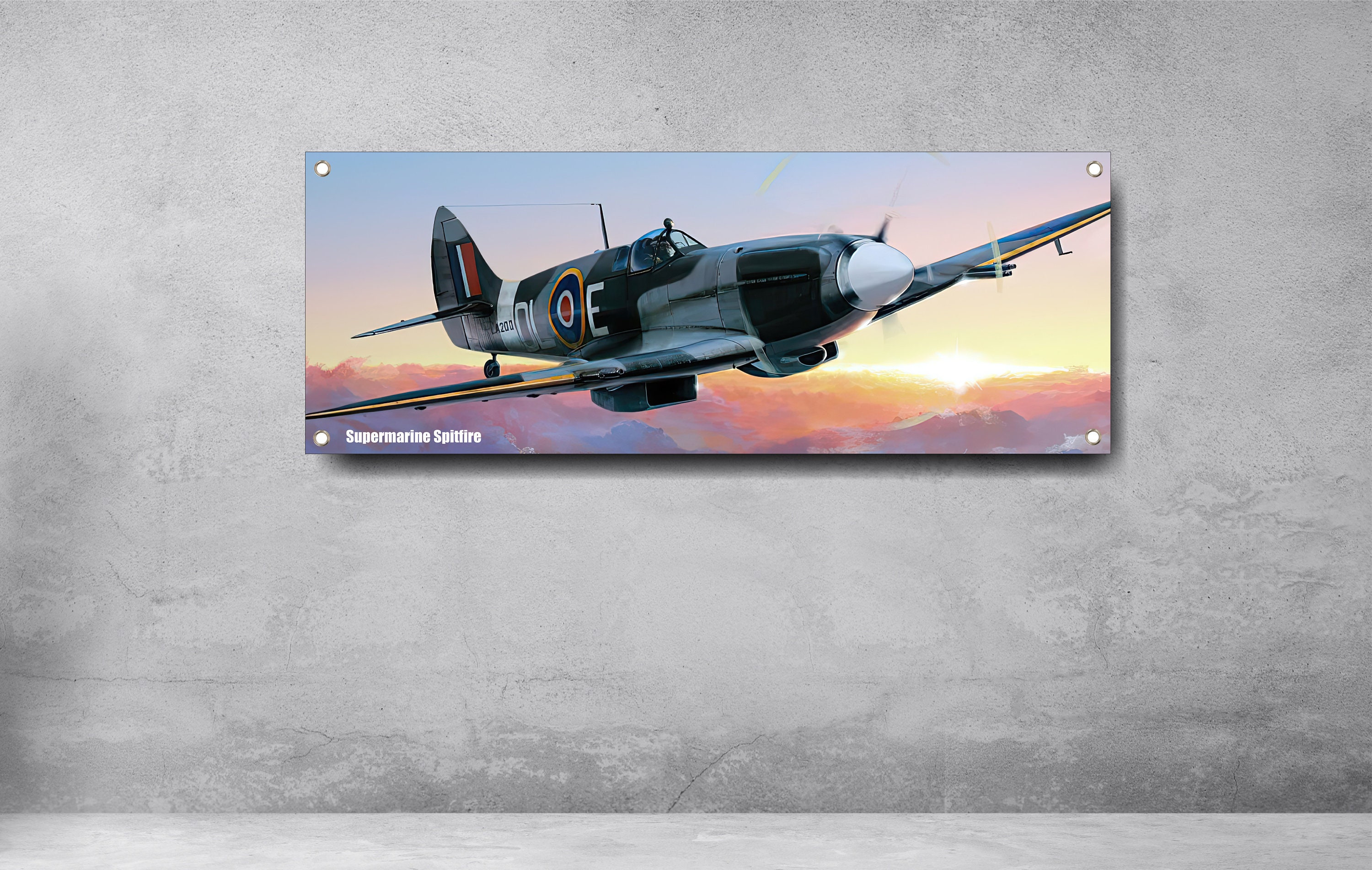 Supermarine Spitfire WW2 Fighter Aircraft Jets PVC Vinyl Banner Garage ...