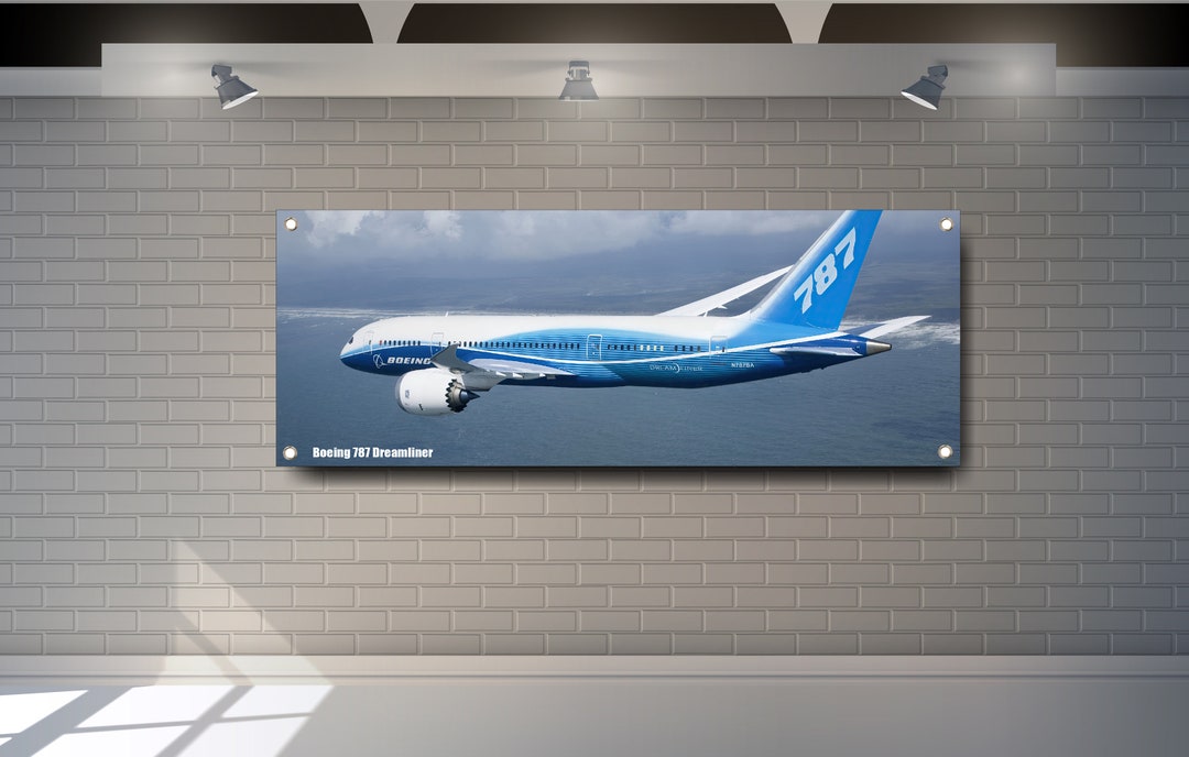 Boeing 787 Aircraft Transport Jets PVC Vinyl Banner Garage Showroom ...