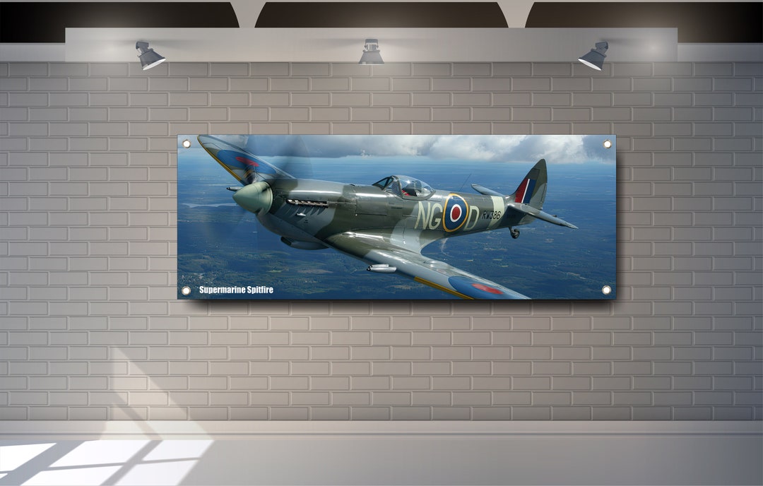 Supermarine Spitfire WW2 Fighter Aircraft Jets PVC Vinyl Banner Garage ...