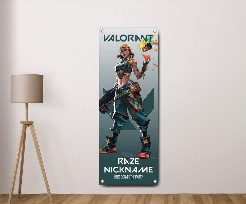 Valorant Raze Personalized Nickname Custom Banner Wall Art Gaming ...