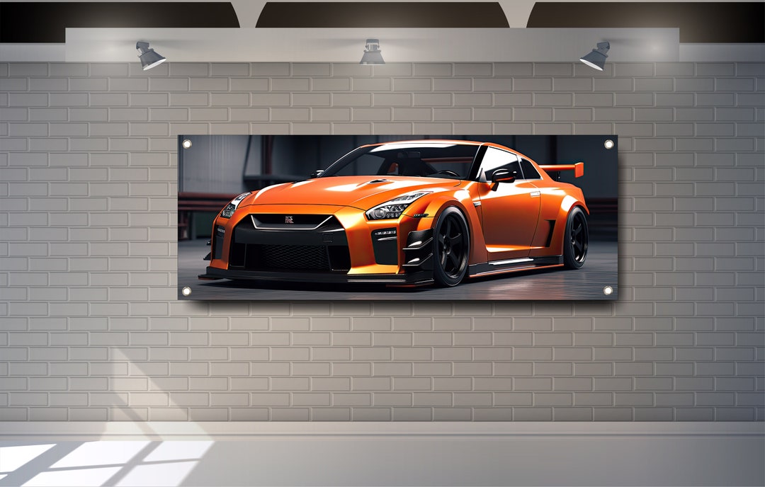 Nissan GT-R Banner: Sport Car PVC Wall Art, Garage Decor - Etsy