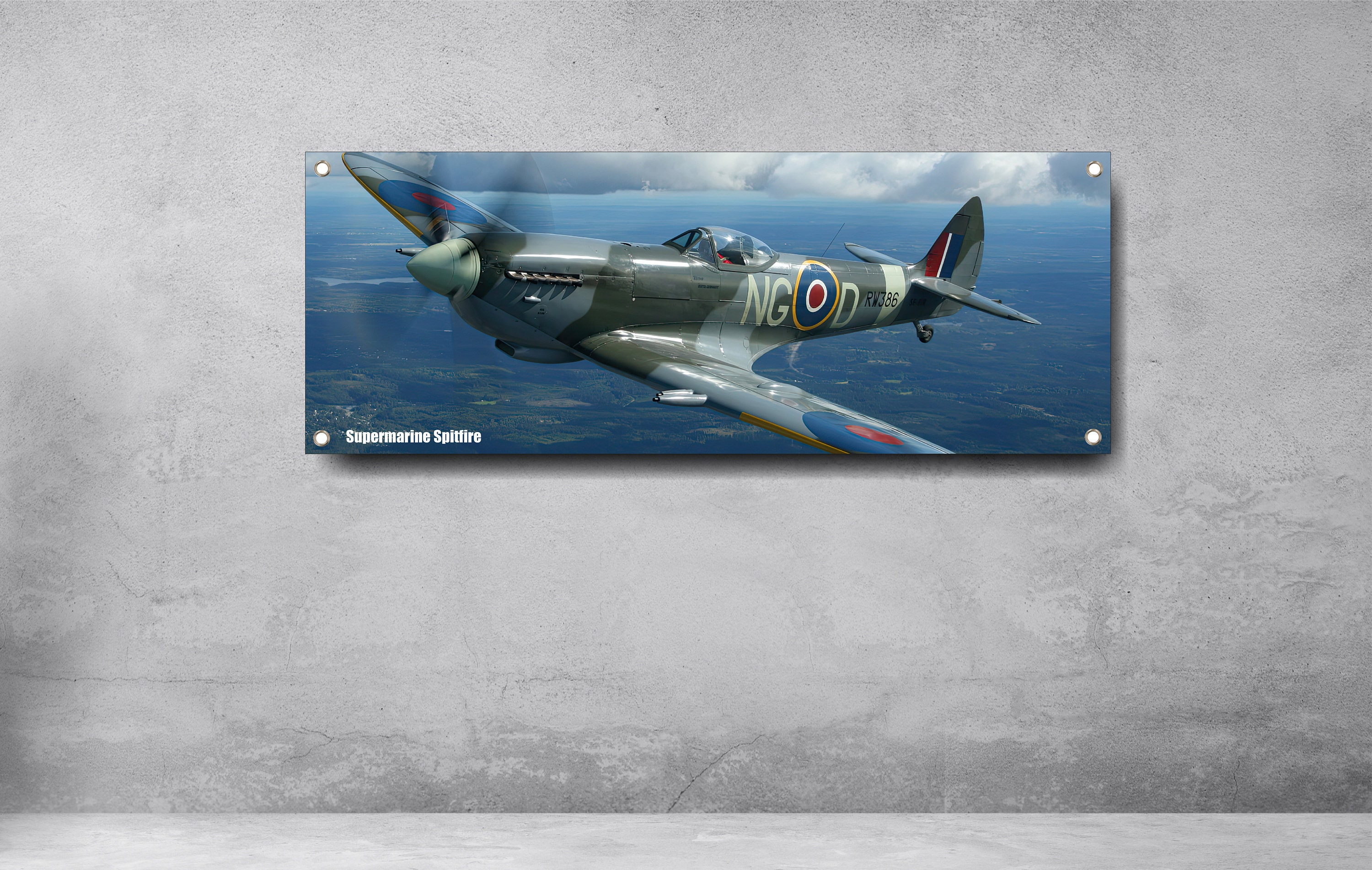 Supermarine Spitfire WW2 Fighter Aircraft Jets PVC Vinyl Banner Garage ...