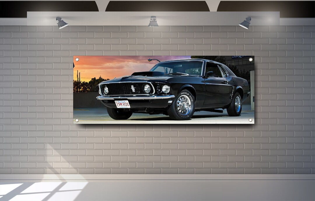 Wall Art Ford Mustang 1969 Classic Muscle Hot Rod Cars PVC Vinyl Banner ...