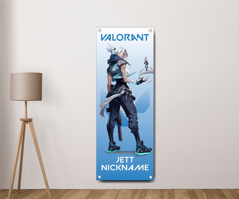 Valorant Jett Personalized Nickname Custom Banner Wall Art Gaming ...