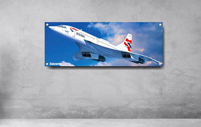 Concorde Aircraft Transport Jets PVC Vinyl Banner Garage Showroom Sign ...
