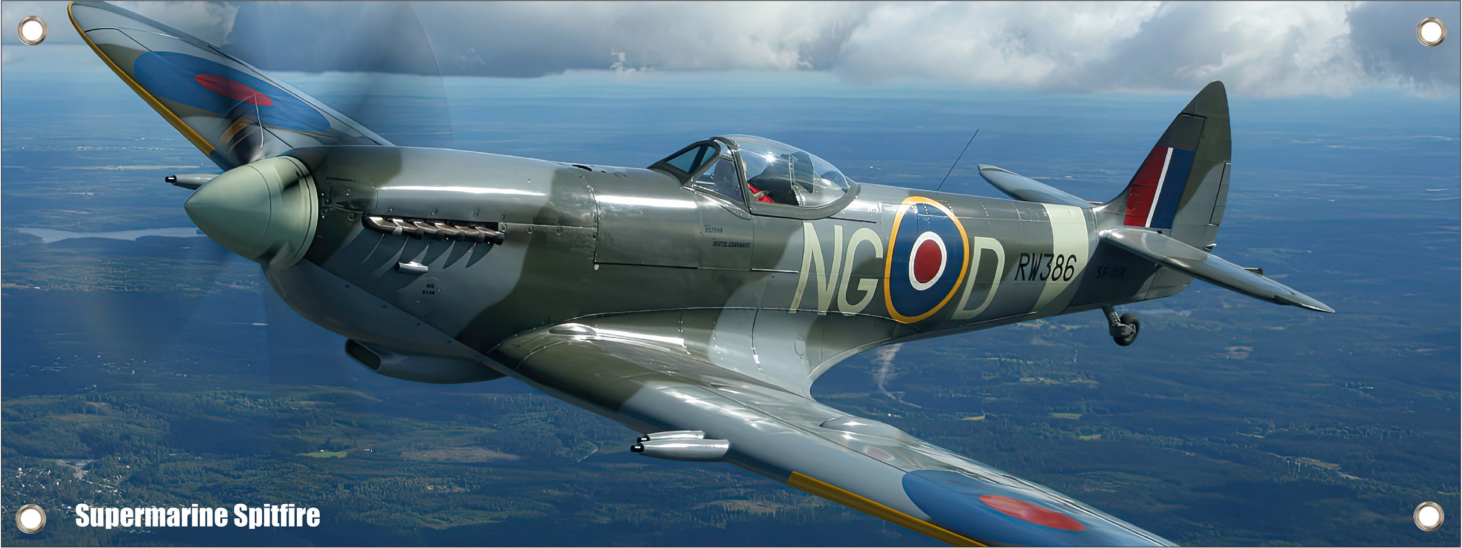 Supermarine Spitfire WW2 Fighter Aircraft Jets PVC Vinyl Banner Garage ...