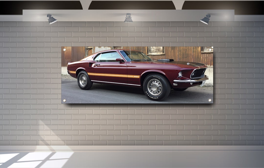 Ford Mustang 1969 Classic Muscle Hot Rod Cars PVC Vinyl Banner Garage ...