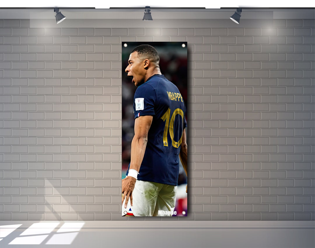 Kylian Mbappe French Flag Banner: Soccer Player PVC Wall Art - Etsy