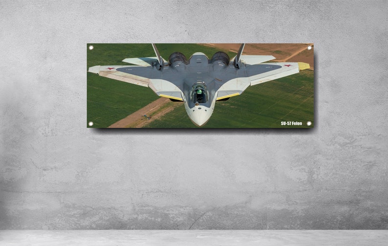 Sukhoi Su-57 Felon PAK FA Fighter Aircraft Jets PVC Vinyl Banner Garage ...