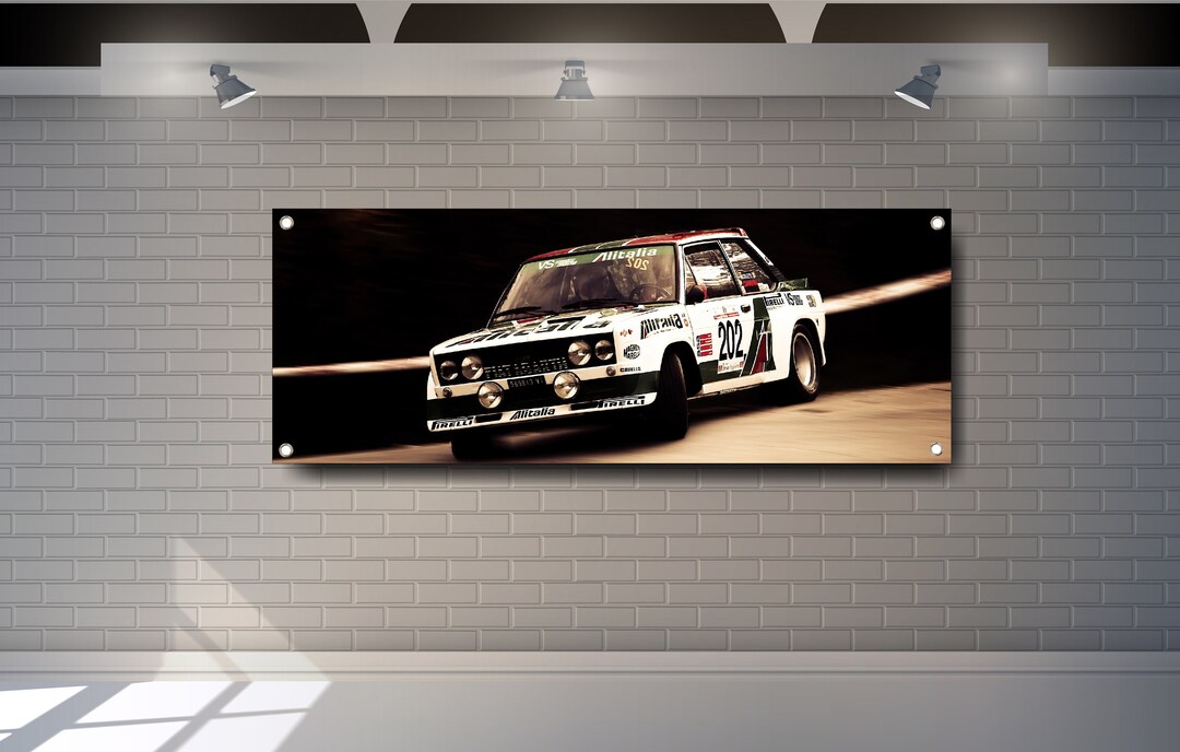 Fiat 131 Abarth PVC Banner: Classic Racing Car Garage Decor - Etsy