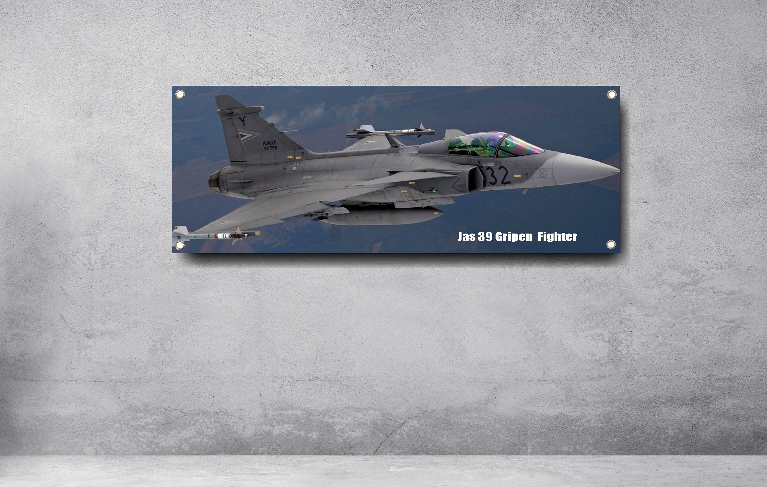Fighter Aircraft Saab JAS 39 Gripen Jets PVC Vinyl Banner Garage ...
